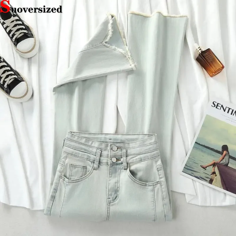 Strecth-High-Waist-Flare-Jeans-Korean-Slim-Trousers-Lifts-Hip-Elegant ...