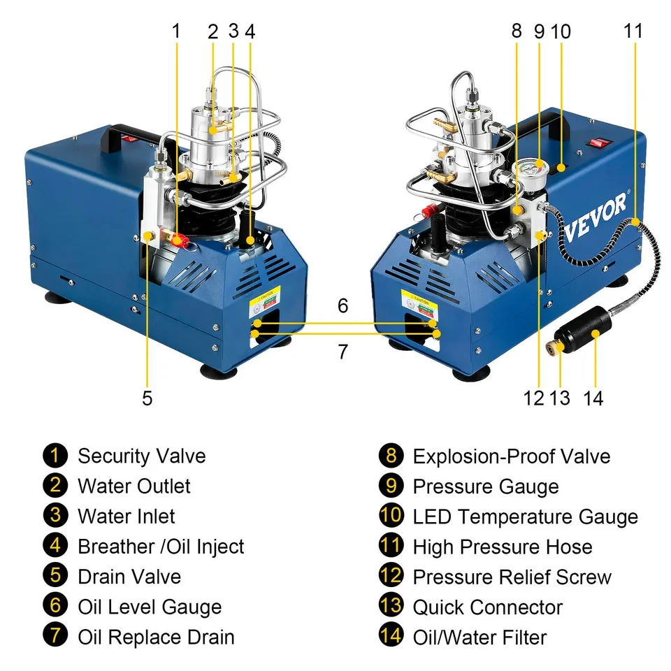 Pcp Pump 30MPA/4500PSI High Pressure Air Compressor - 1.8KW For Airgun ...