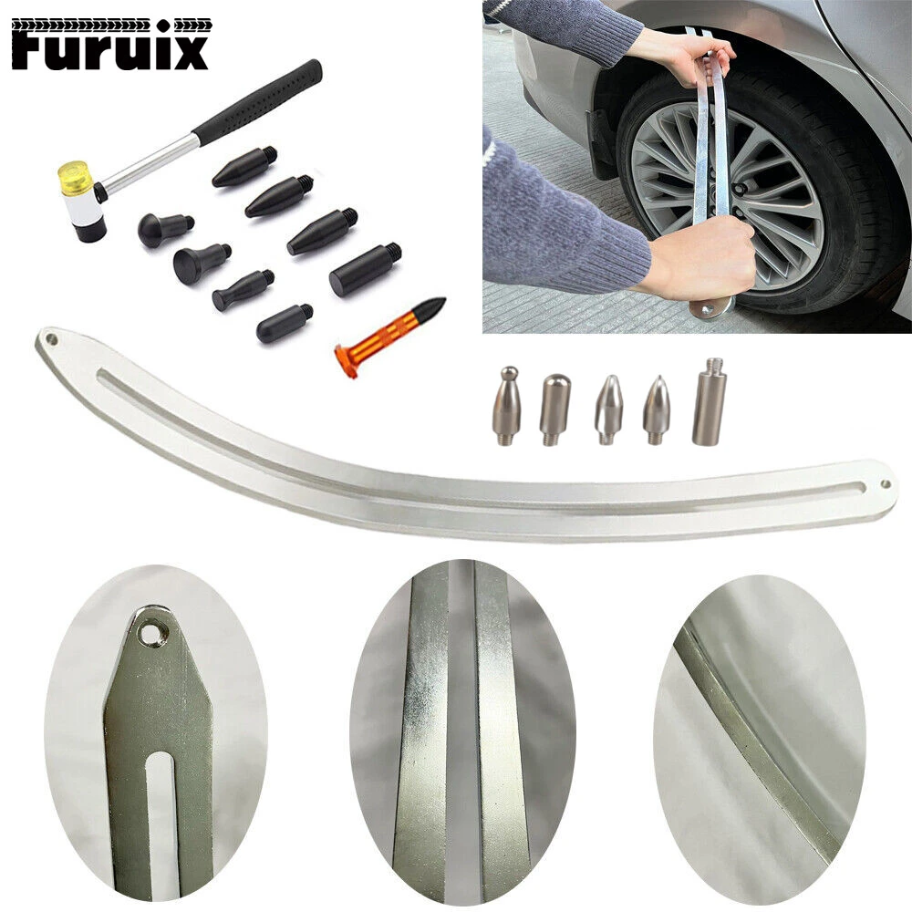Furuix Flat Bar Rubber Hammer Car Paintless Dent Repair Kit Damage ...