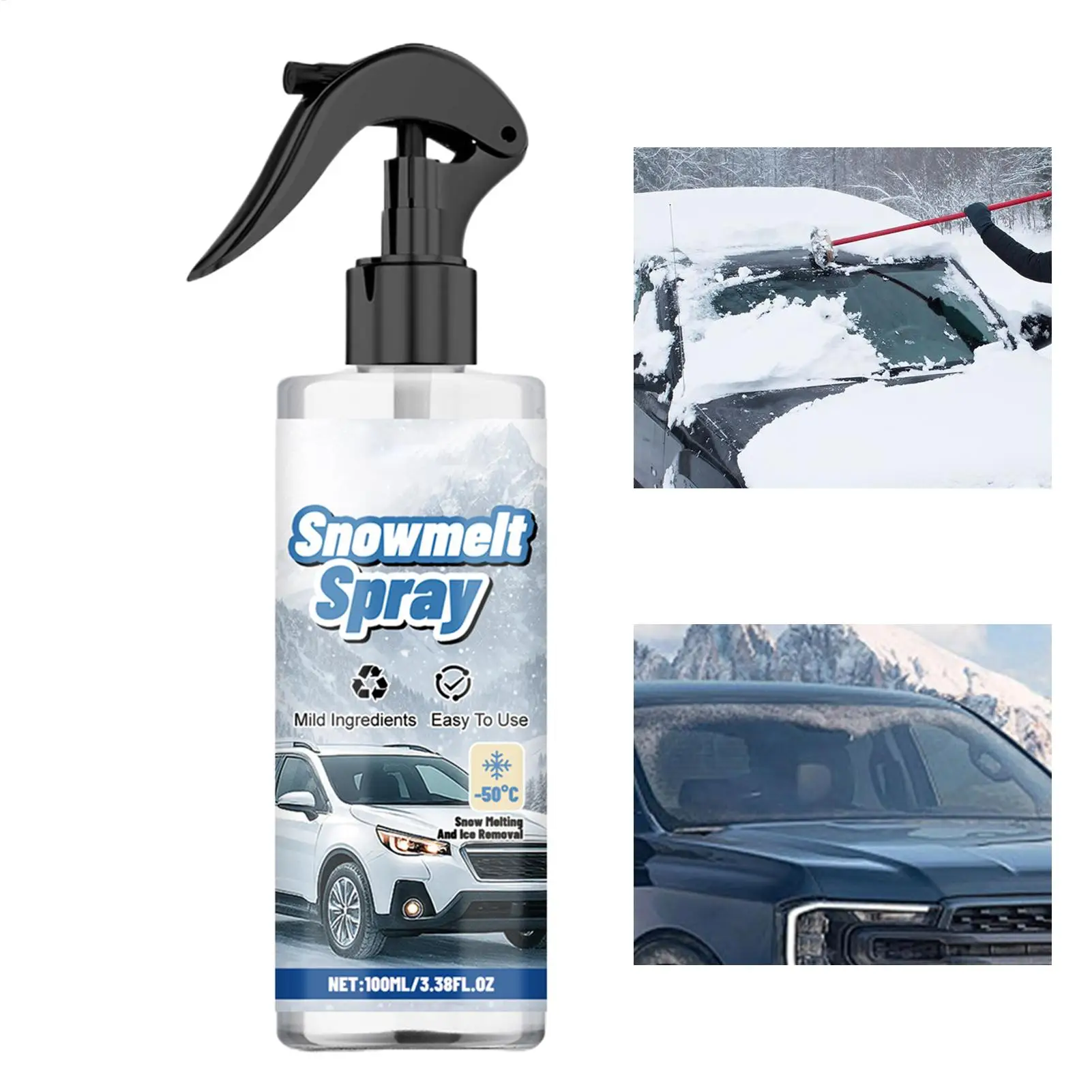 100ml Fast Acting Windshield Deicer Spray Melts Ice & Frost in Seconds ...
