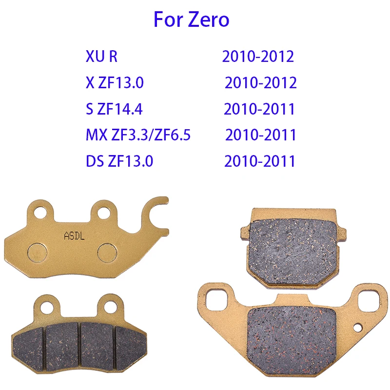 Motorcycle Front Rear Brake Pads for Zero XU R X ZF13.0 2010-2012 S ...