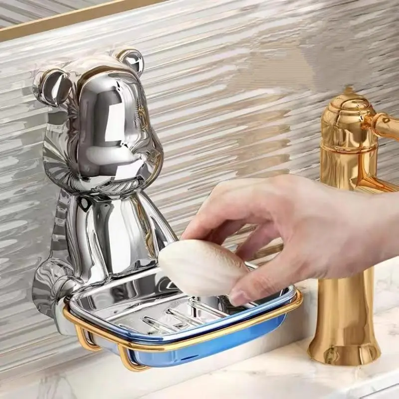 Ceramics-Bear-Soap-Dish-Punch-Free-Wall-Hanging-Soap-Holder-Luxury ...