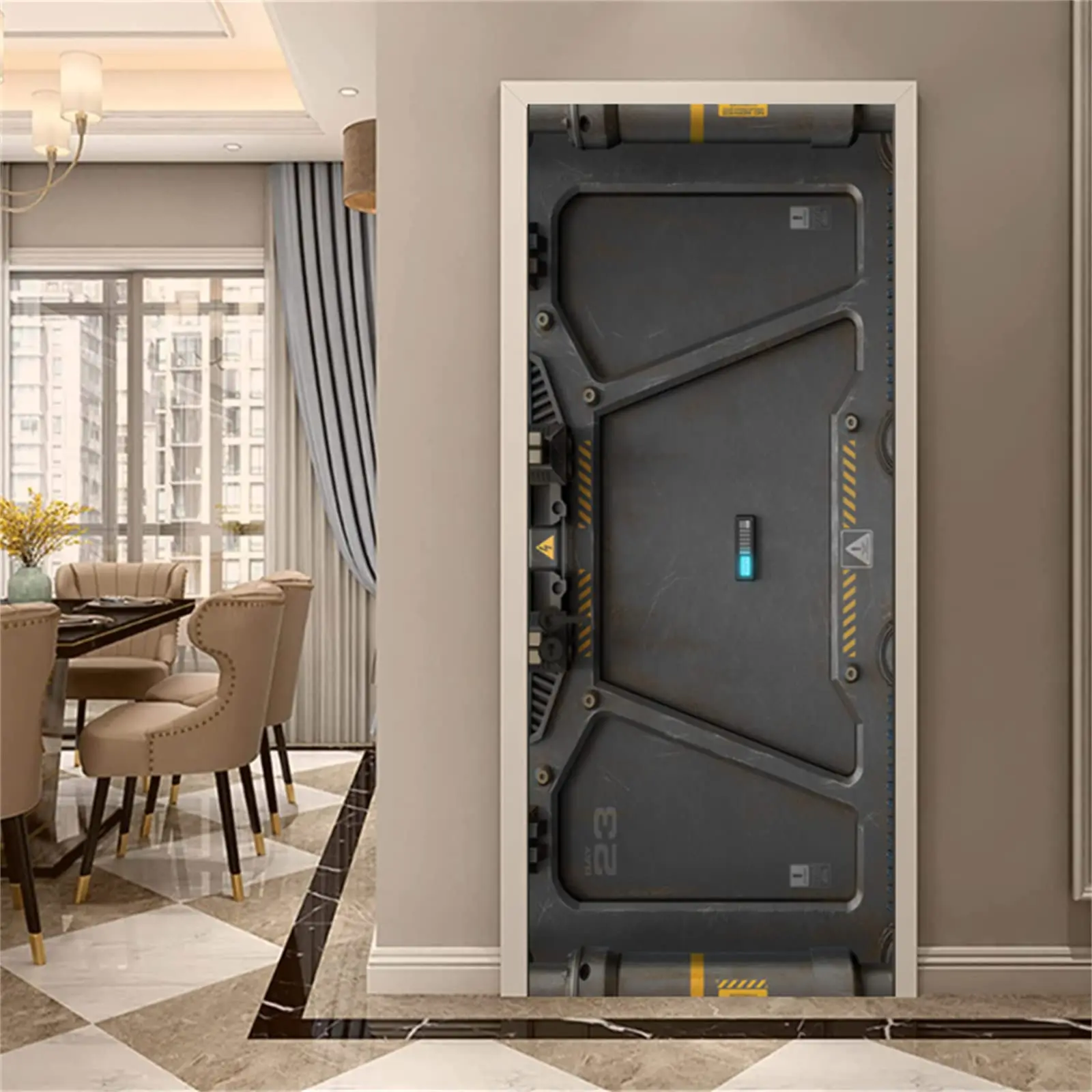 3D-Sci-fi-Door-with-Keypad-Door-Stickers-Peel-and-Stick-Door-Murals ...