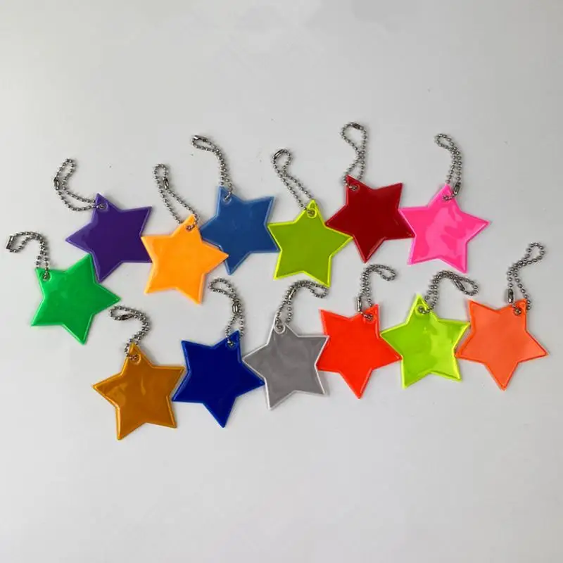 5Pcs-Star-Keyrings-Reflective-Keychain-Reflector-Bag-Pendant-High ...