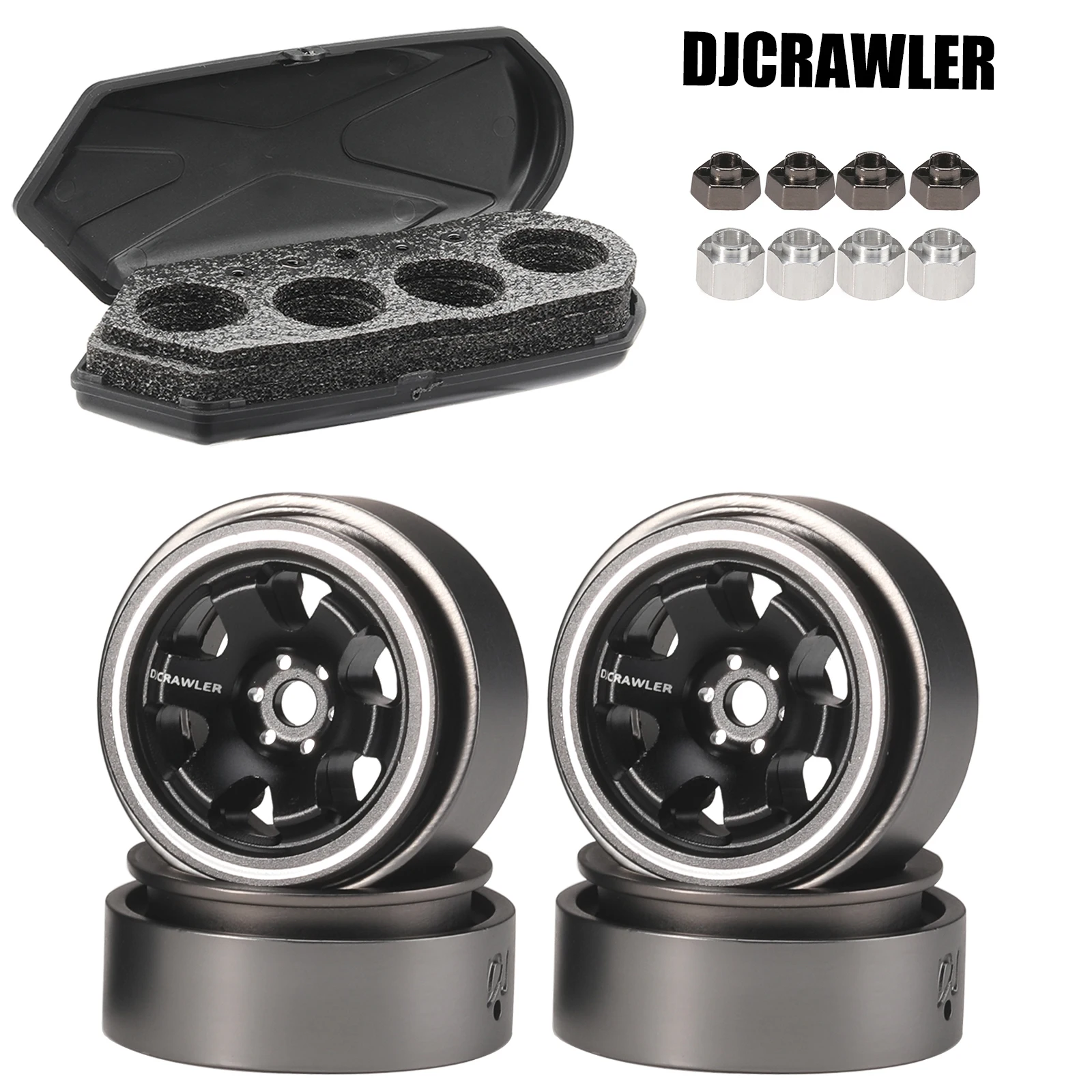 4PCS-1-24-TE37-Aluminum-Alloy-Weighted-Wheel-with-Adapters-for-TRX4M ...