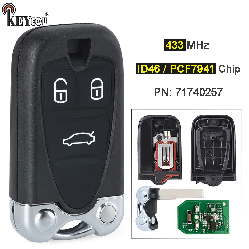 KEYECU-433MHz-PCF7941-ID46-Chip-PN-71740257-Remote-Key-Fob-f-r-Alfa ...