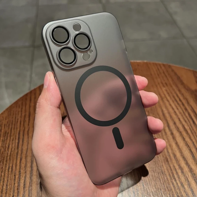 Capa-de-Carregamento-Sem-Fio-para-iPhone-Capa-Magsafe-Transparente-Duro-Magn-tica-Fosco-Transl ...