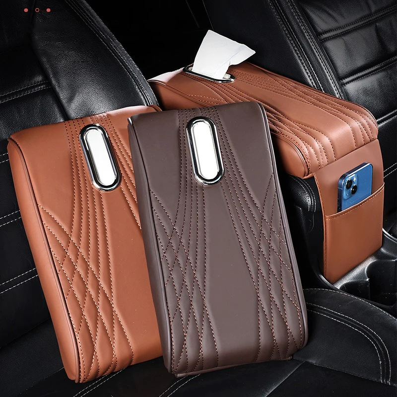 Multifunctional-Car-Armrest-Storage-Box-Height-Pad-Universal-Leather ...