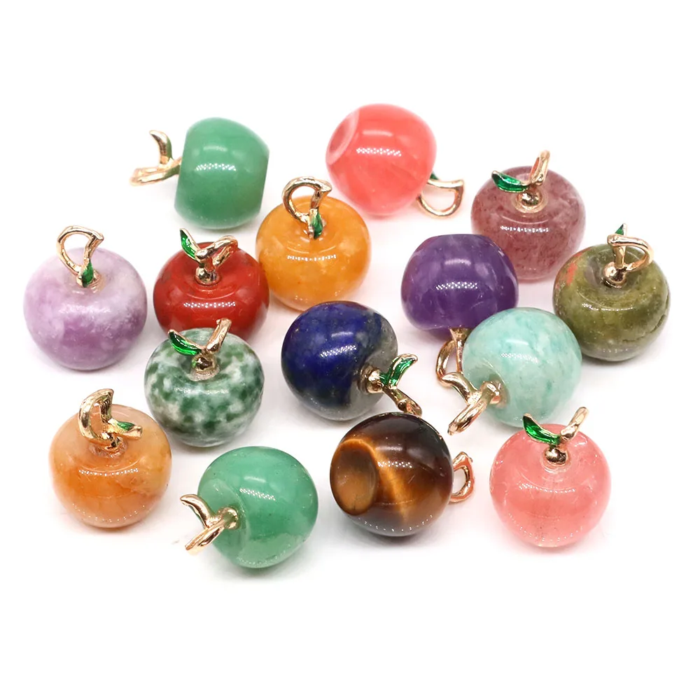 Mini-Apfel-form-Anh-nger-Naturstein-Heilung-Kristall-Reiki-Quarz-Edelsteine-DIY-Halskette ...