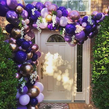 139Pcs Dark Purple Light Balloon Garland Arch Kit Metal Purple Gold ...