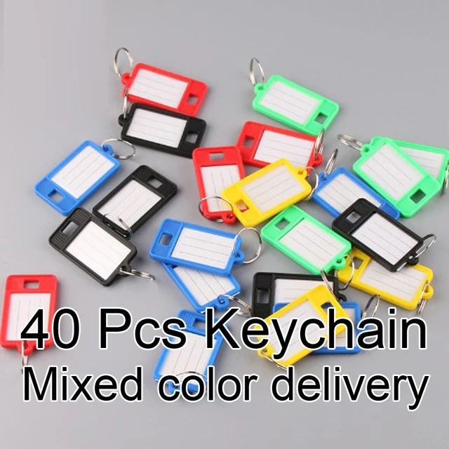 40 Pcs Luggage Tags Plastic Name Baggage Keychain Key Tags Ring Label ...