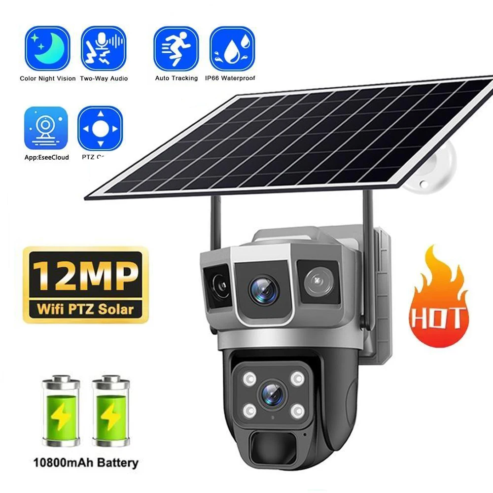 12MP-4K-Solar-WIFI-PIR-Camera-CCTV-Two-Lens-Three-Screen-Auto-Tracking ...