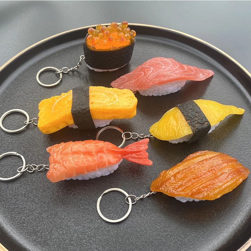 1PC PVC Simulation Sushi Keychain Keyring For Women Men Gift Japanese ...