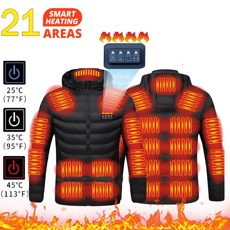 21 Areas Heated Jacket Mens Jacket Waterproof Heating Jacket Men Warm ...
