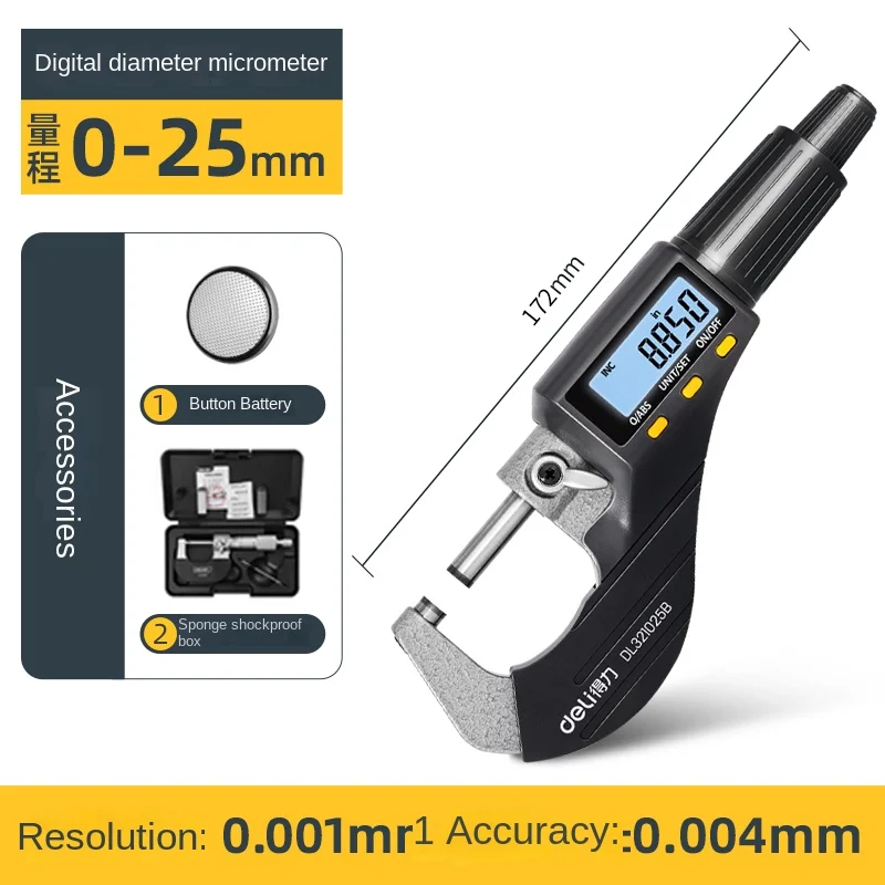 DELI-0-25-25-50-Mm-Micron-Digital-Outside-Micrometer-Electronic ...