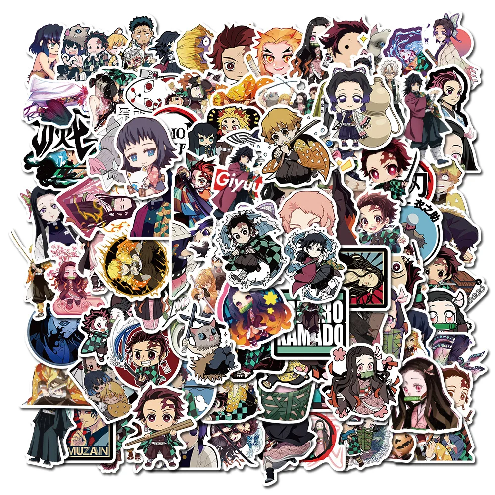 100Pcs Demon Slayer Anime Stickers Waterproof Phone Case stickers Cute ...