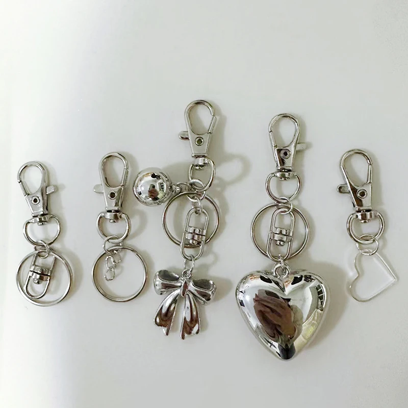 Y2K-Love-Heart-Bow-Keychain-Korean-Silver-Color-Metal-Keyring-Car-Key ...