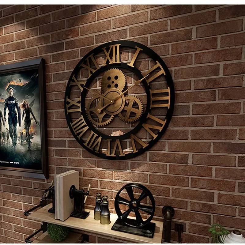 Retro-Industrial-Style-Wall-Clock-European-Wood-Home-Wall-Watch ...