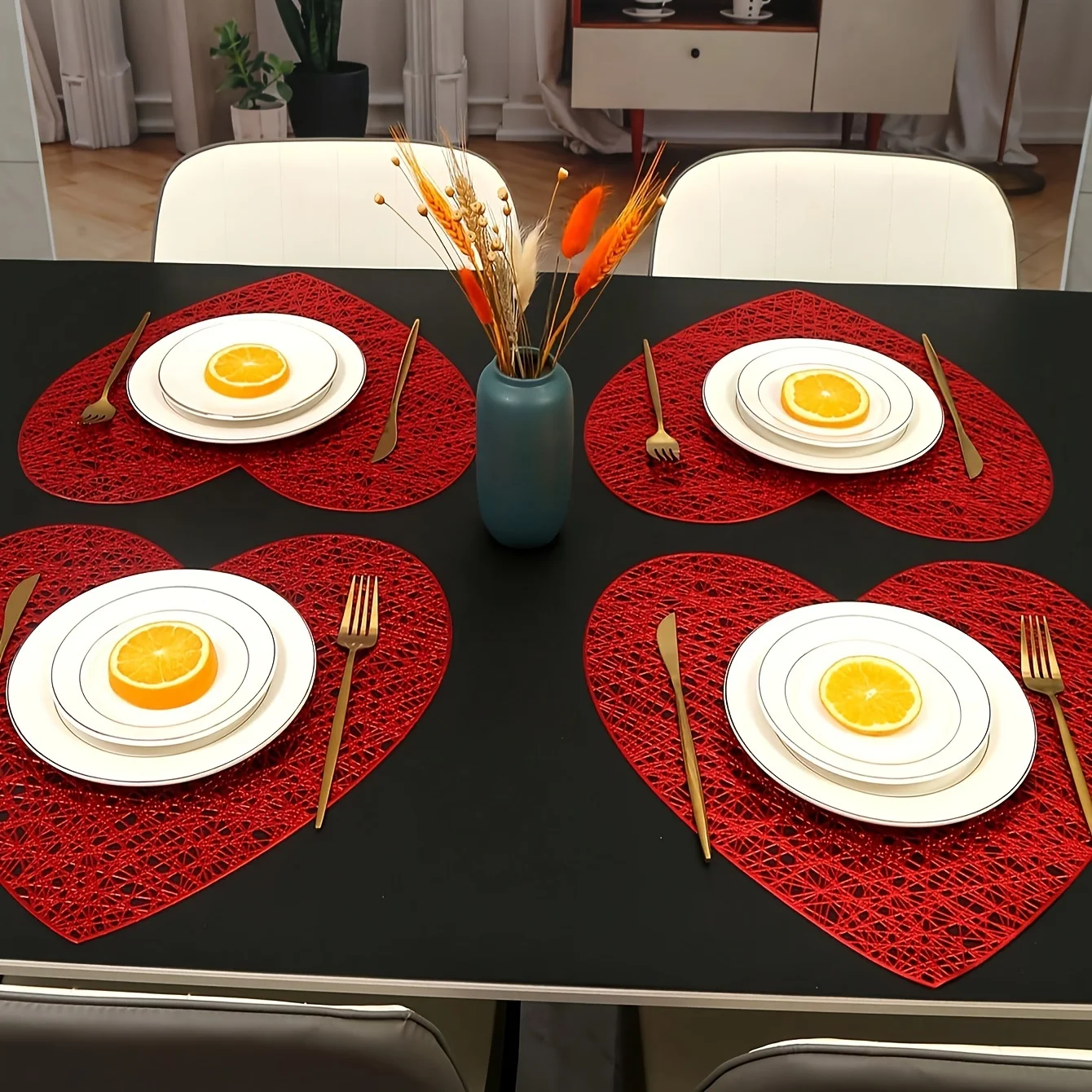 Valentine's Day Heart-Shaped Placemat - Heat-Resistant, Non-Slip Table ...