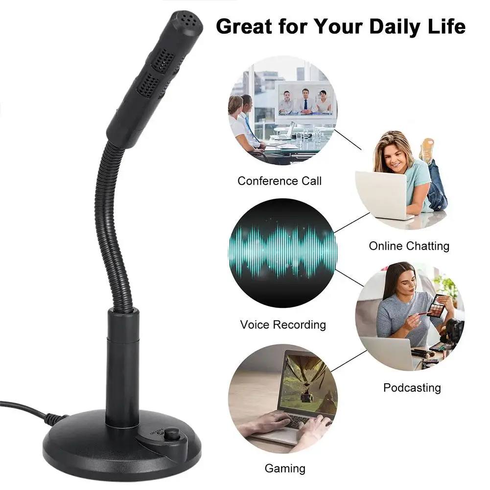 Mini microphone de studio USB 3,5 mm, micro filaire de bureau pour jeux ...