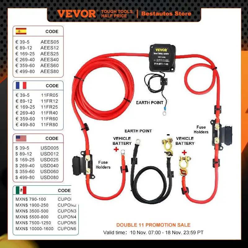 VEVOR-Split-Charge-Relay-Kit-Voltage-Sense-Relay-Professional-12V ...