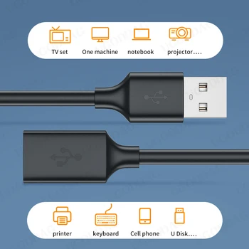 USB 2.0 High-speed Extension Cable Male To Female Data Wire Cord for PC ...