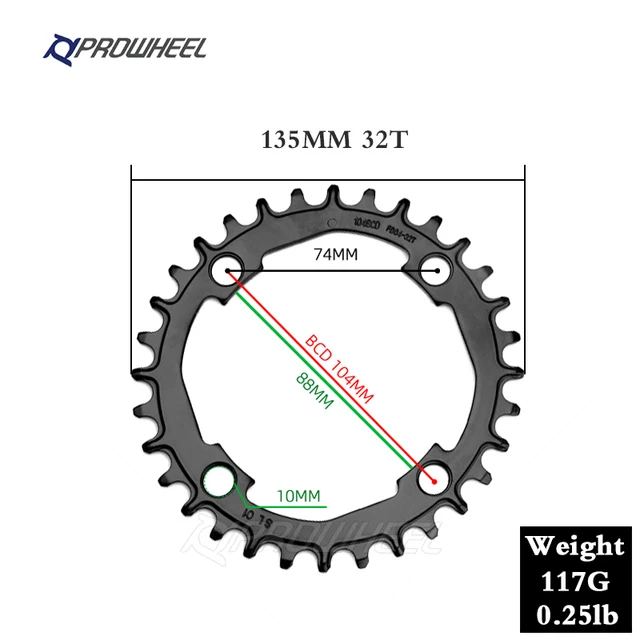 Prowheel Mountain Bicycle Narrow Wide Chainring 32T 34T 36T 38T 40T ...