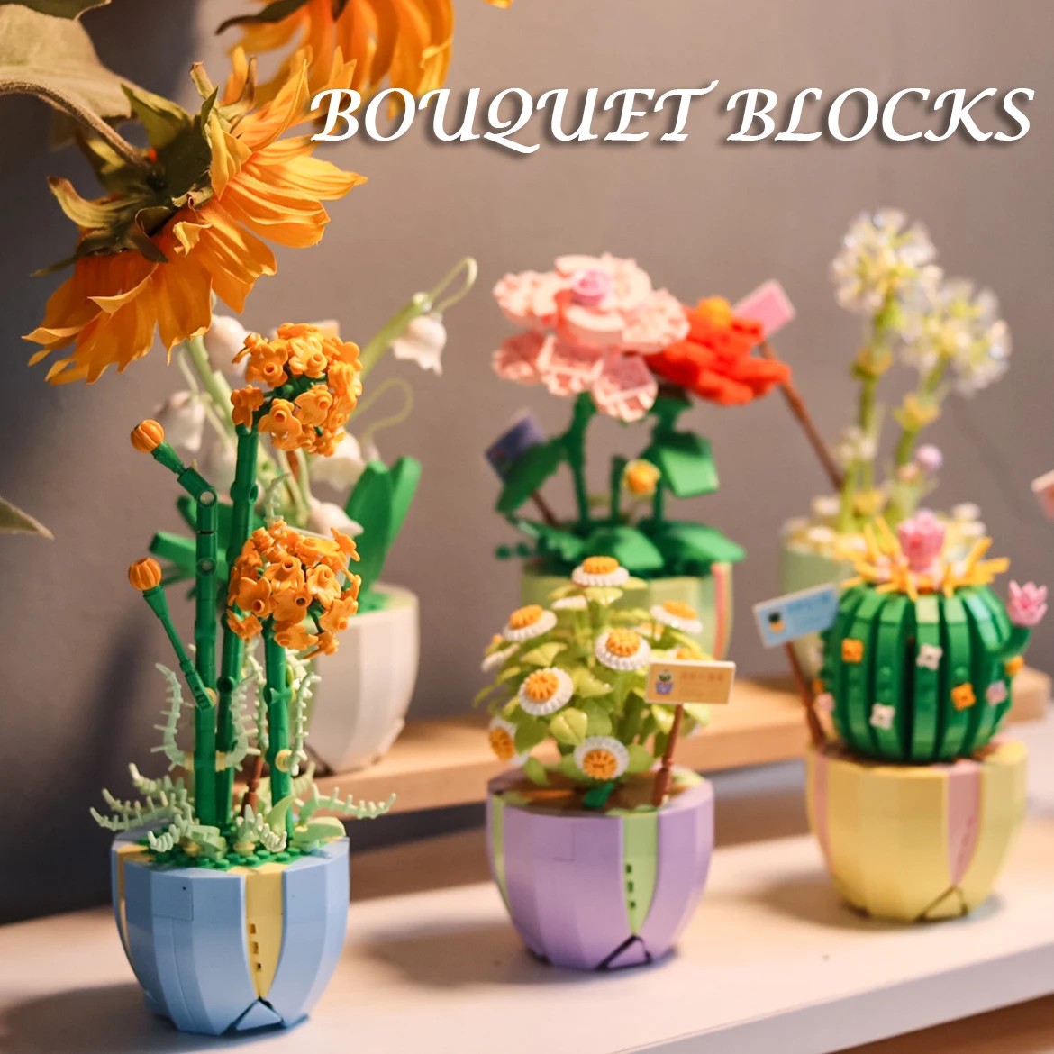 Bouquet-Building-Blocks-Flower-Model-Diy-Assemble-Bricks-Set-Table ...