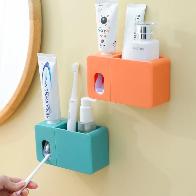 Wall Mount Toothpaste Dispenser Bathroom Accessories Set Toothbrush ...