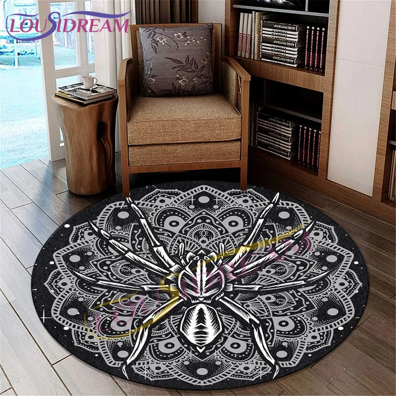 Gothic Mandala Mystic Spider Round Rug Mystery Demonic Round Carpet ...