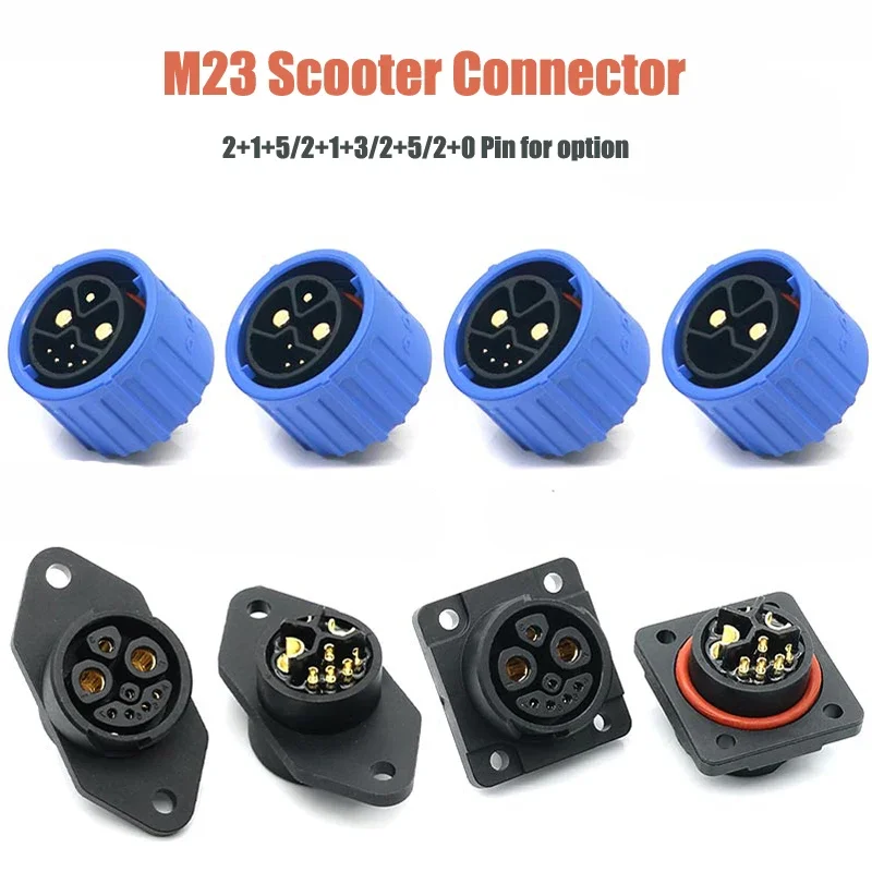 M23 2+1+5 Male Female Plug Socket Electric Bike Scooter Battery Connector 30A 2+0/2+1+3 E-bike ...