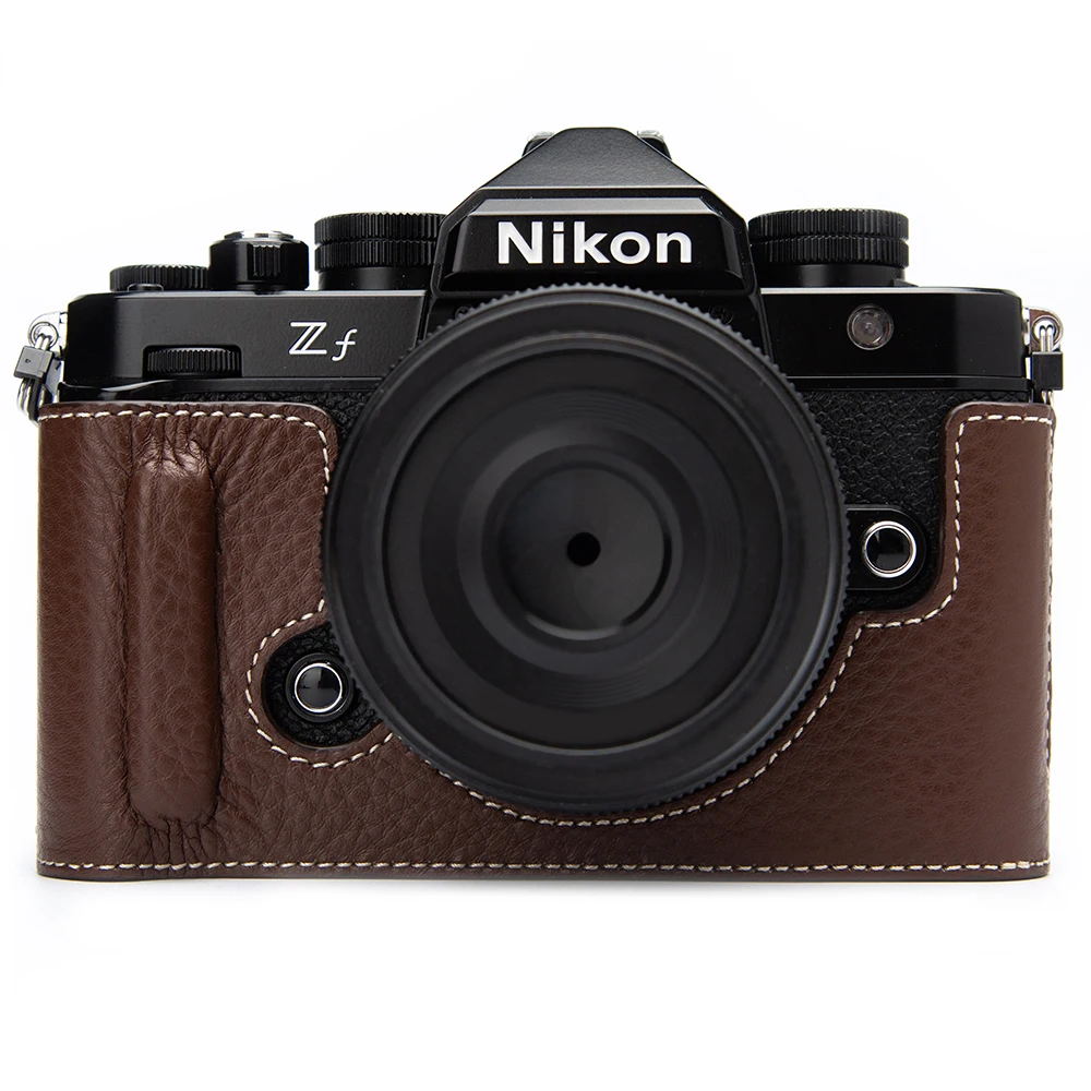 Brown Handmade Retro ZF Camera Bag ZF Half Bag Genuine Leather Camera ...