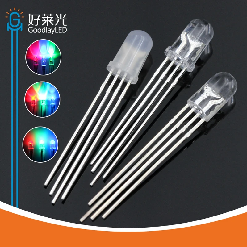 1000PCS 5mm Round Four Leg Full Color RGB Co Cathode And Anode F5 Light ...