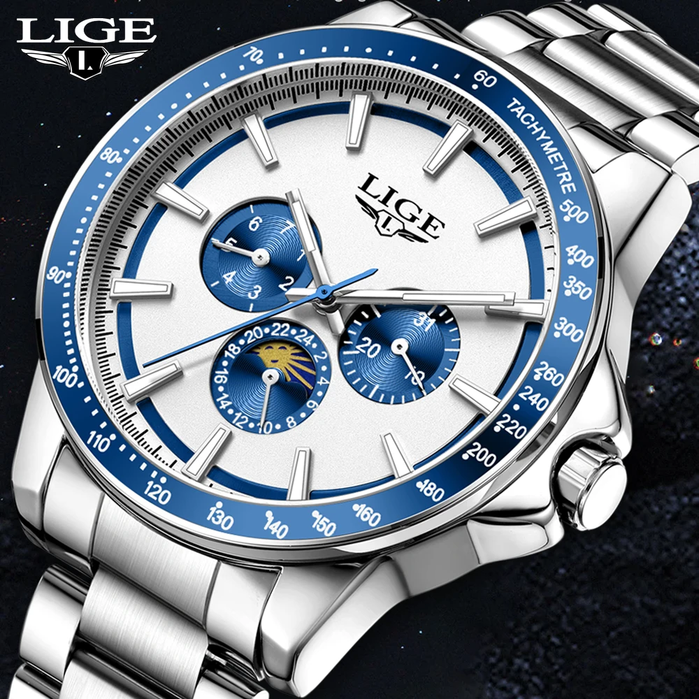 LIGE Business Men Watches Luminous Calendar Watch Mens Top Brand Luxury ...