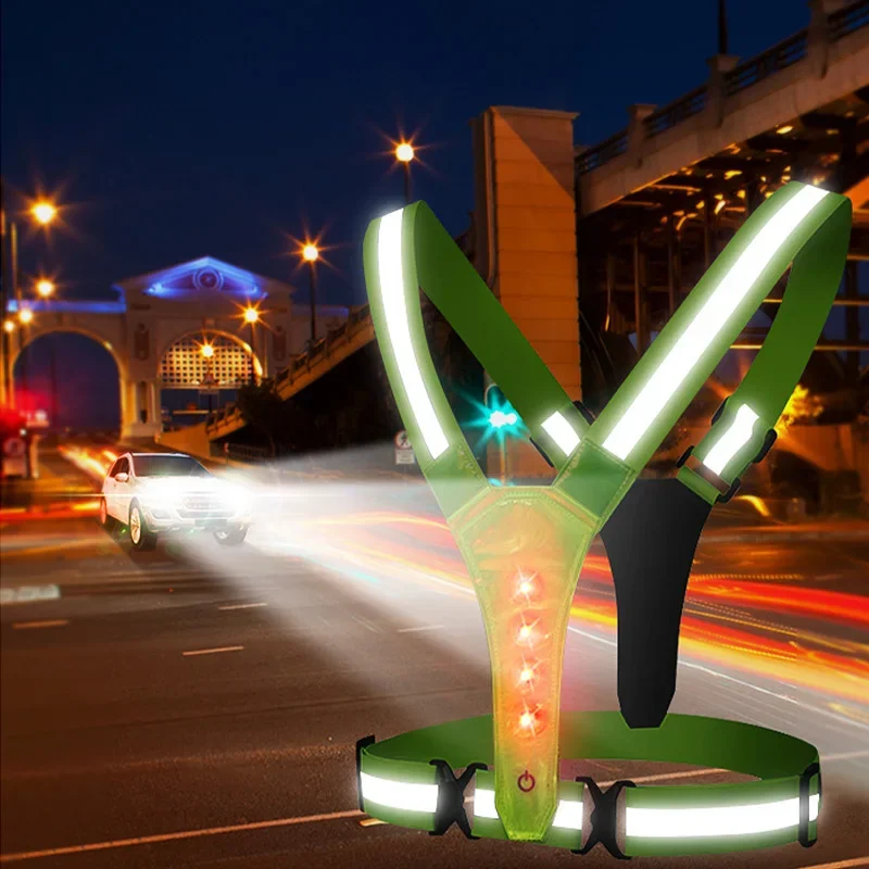 LED-Reflective-Vest-Outdoor-Running-Glowing-Vest-Adjustable-Cycling ...