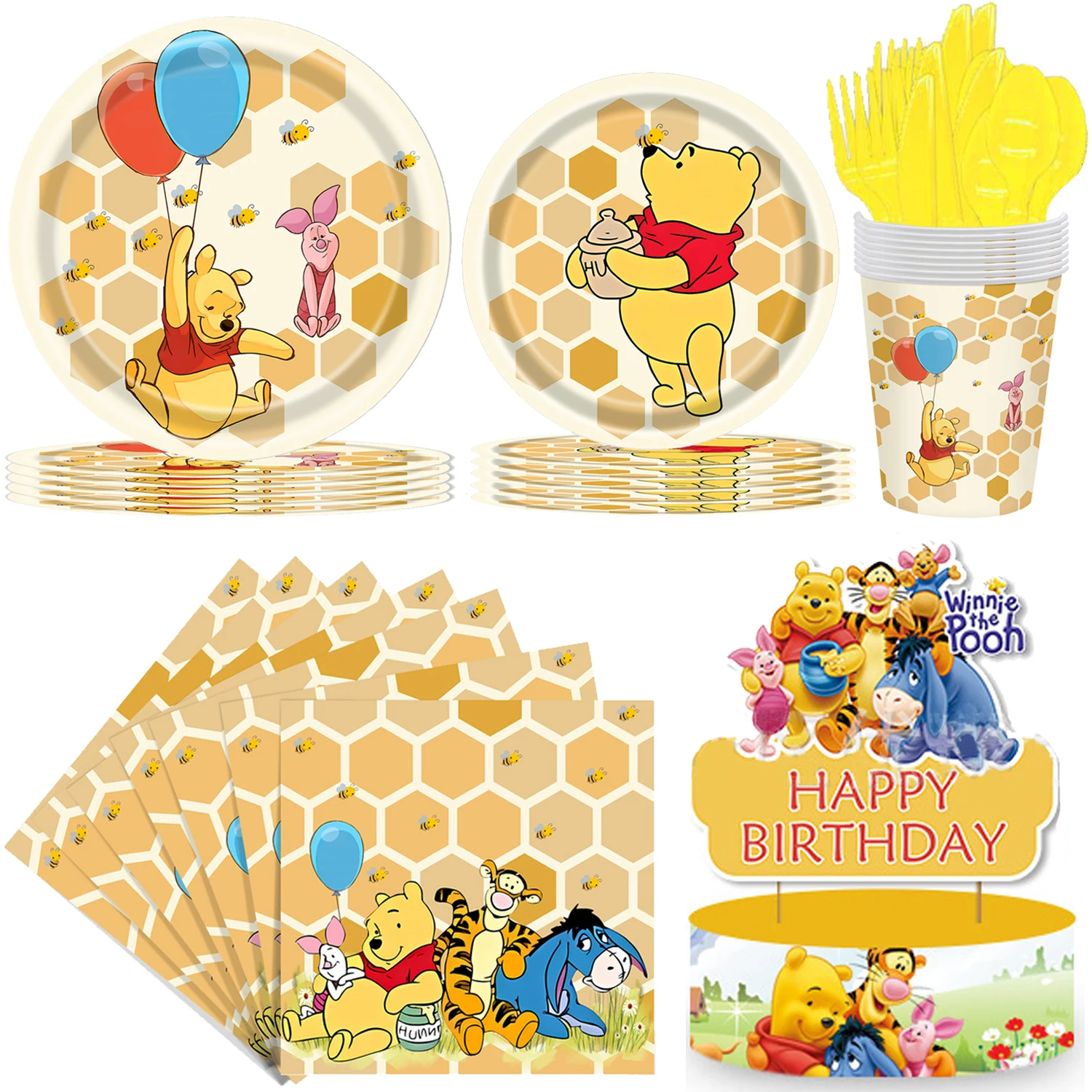 Winnie-the-Pooh-Birthday-Party-Decorations-Plates-Napkins-Paper-Cups ...