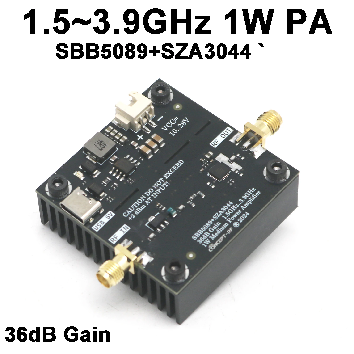 SBB5089+SZA3044 1.5Ghz~3.9Ghz 1W RF Power Amplifier 36dB gain Broadband ...