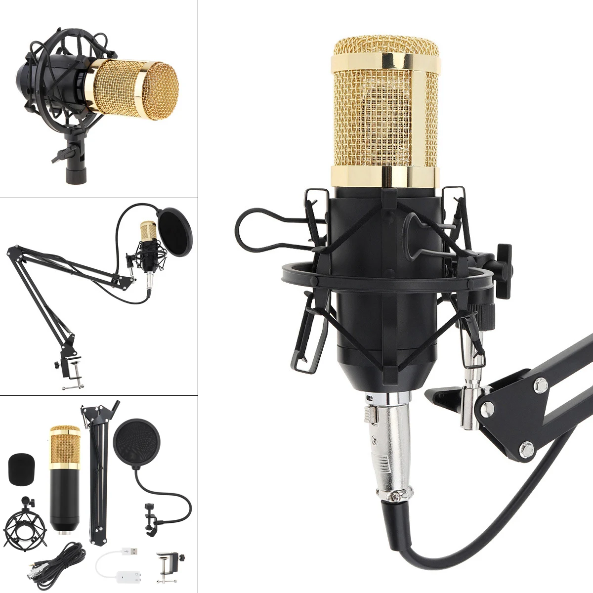 BM 800 Karaoke Professional Condenser Microphone with Stand Arm and Pop ...