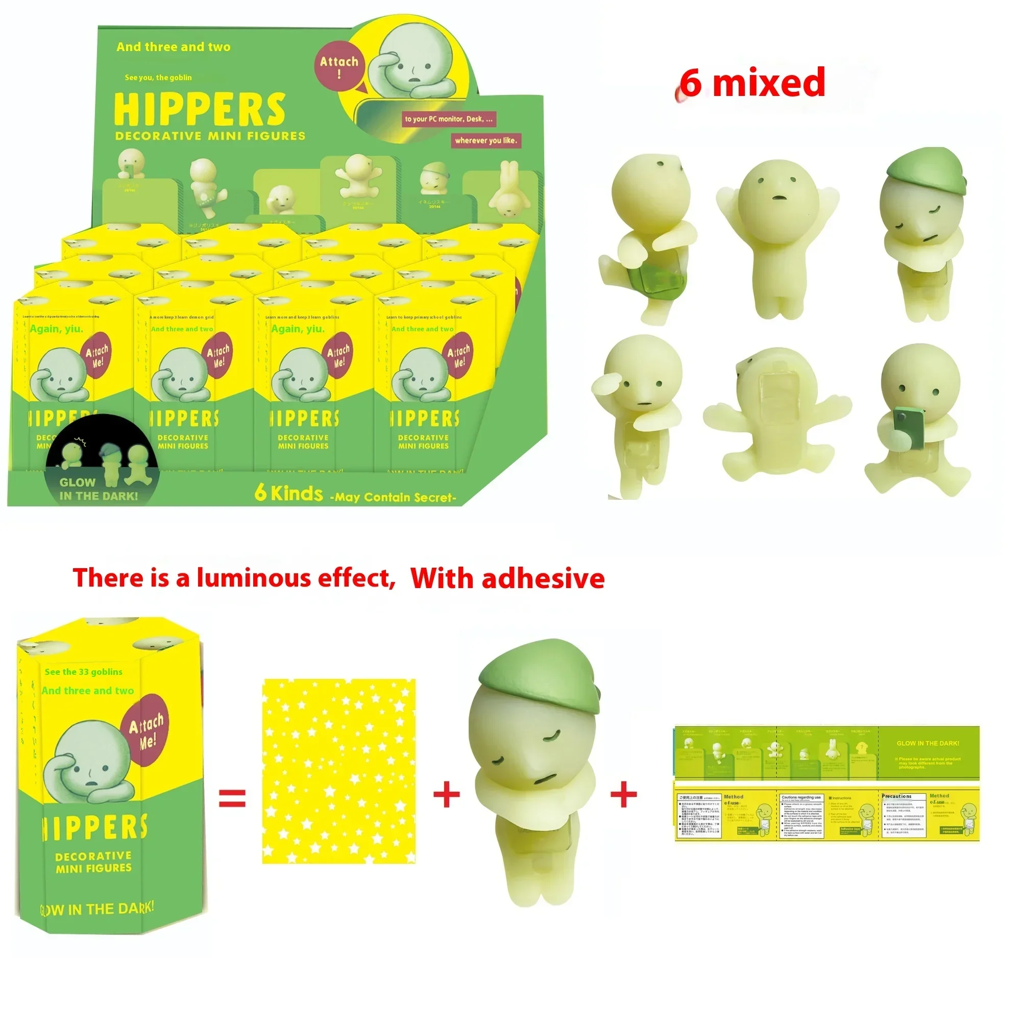 Caja sorpresa Smiski de Sonny Angel Hippers, serie de fiestas de baño, elfo noctilucente ...