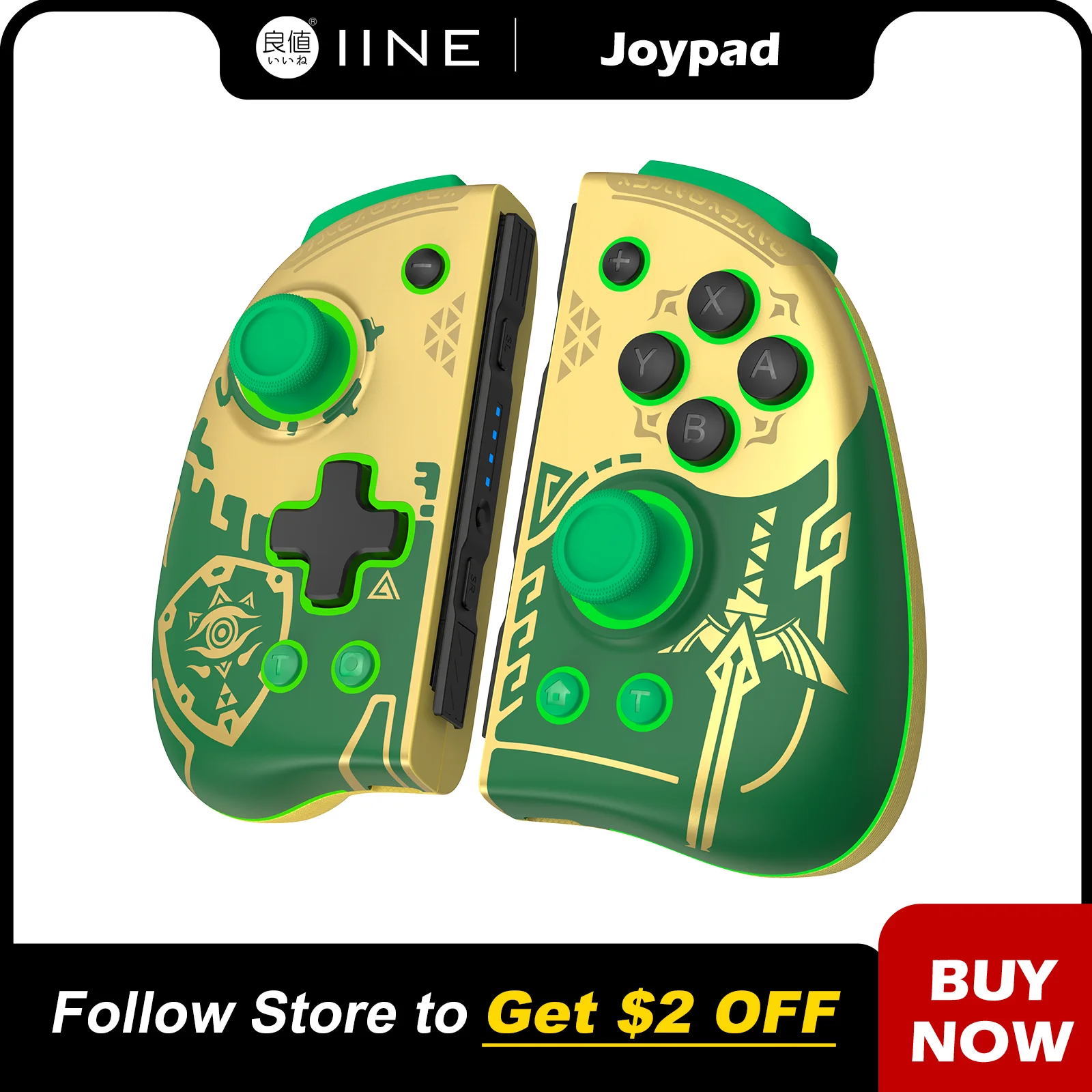IINE-Joypad Neptune ALPS Stick Mechanics button, dorado-verde ...