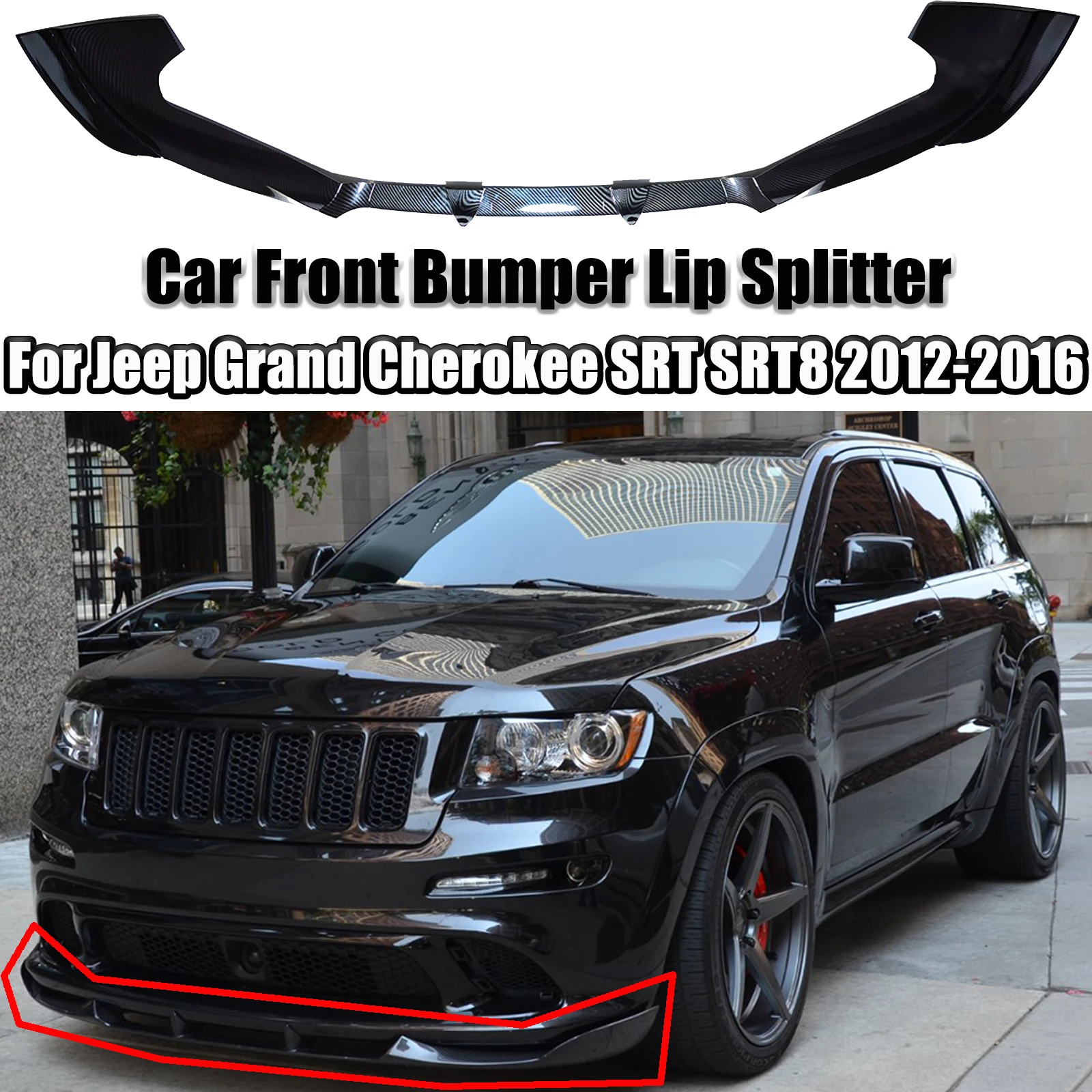 For Jeep Grand Cherokee SRT SRT8 2012 2016 Front Bumper Lip Splitter ...