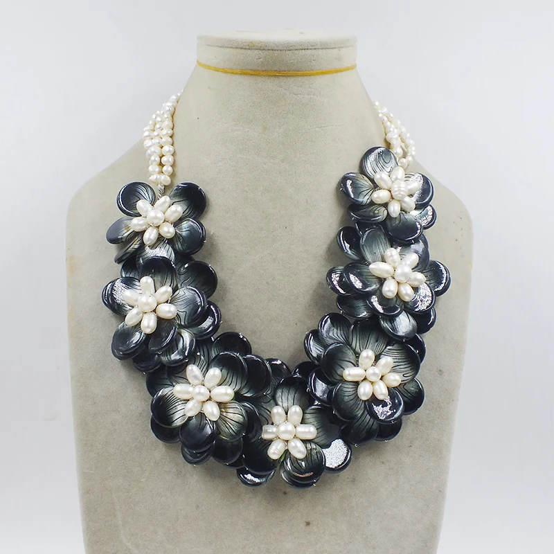 Natural-pearl-shell-flower-necklace-Glamour-Women-Perfect-Party-Jewelry ...