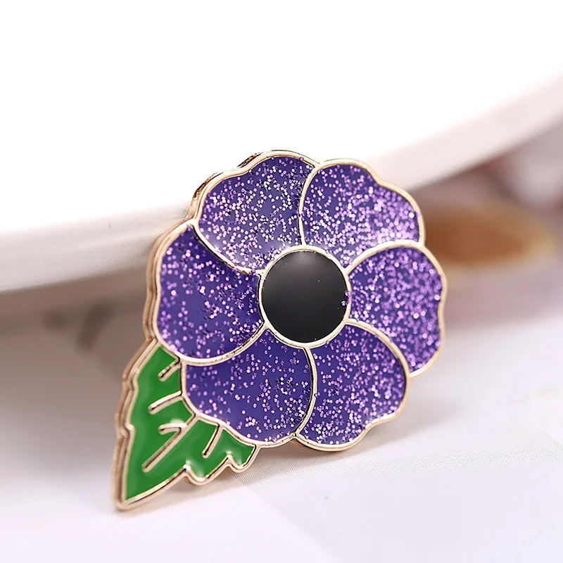 “Lest We Forget” Shiny Purple Poppy Badge Fashion Collection Exquisite ...