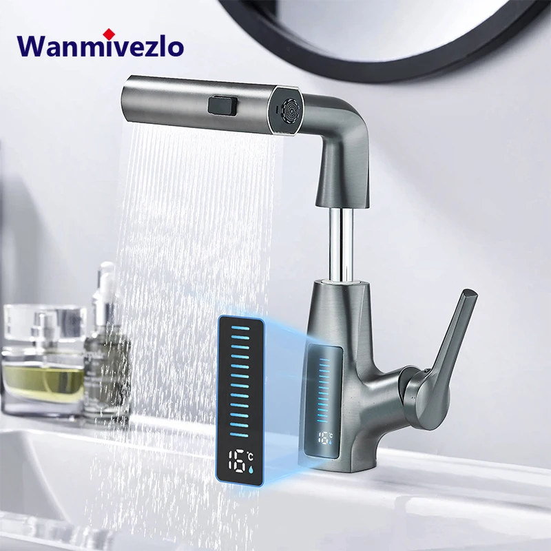 Grey-Intelligent-Digital-Display-Bathroom-Faucet-Cold-and-Hot-Mixed ...