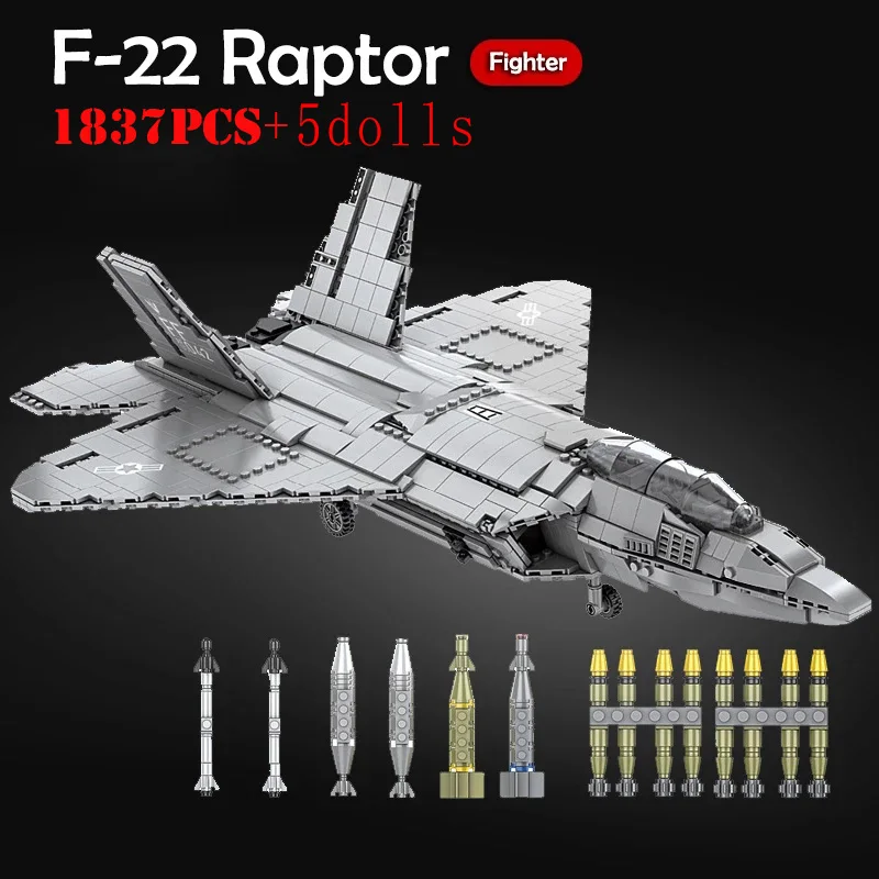 1837pcs-Military-F-22-Raptor-Fighter-Building-Blocks-City-Army-Air ...