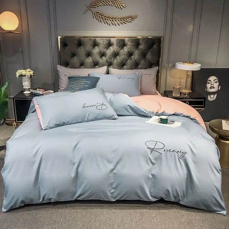 Light-luxury-four-piece-set-simple-bed-sheet-quilt-cover-three-piece ...