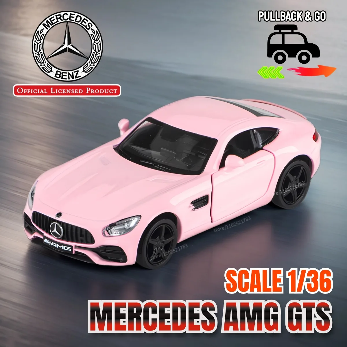 1-36-Mercedes-AMG-GTS-Pink-Car-Model-Replica-Scale-Metal-Diecast ...