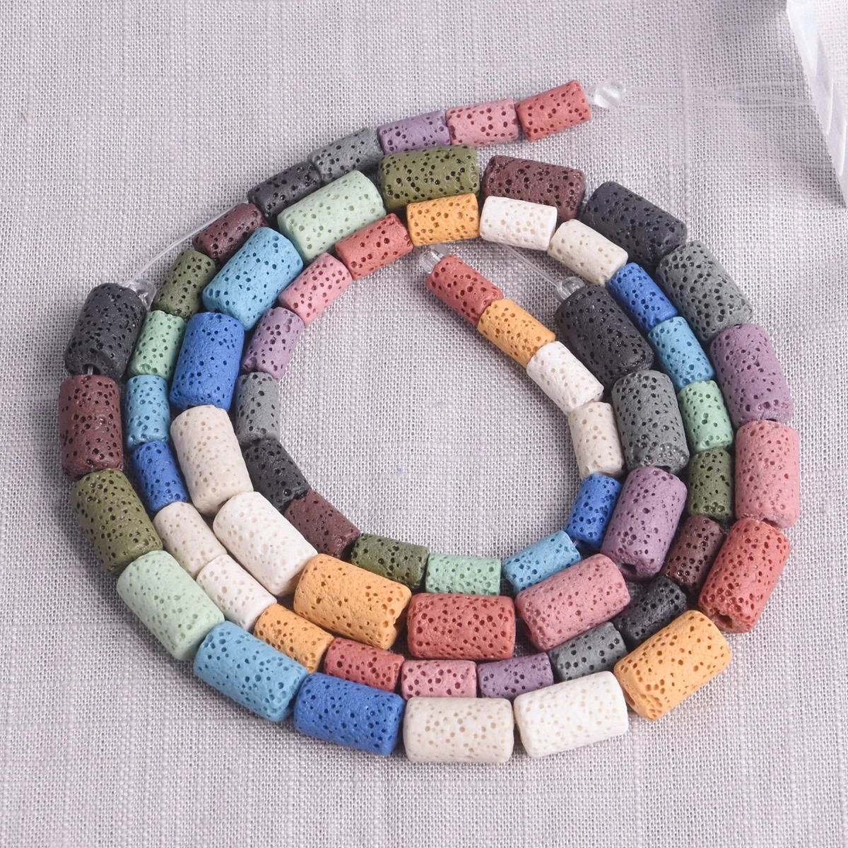 1-Strand-Natural-Volcano-Lava-Stone-10x6mm-14x8mm-Cylinder-Shape-Loose ...