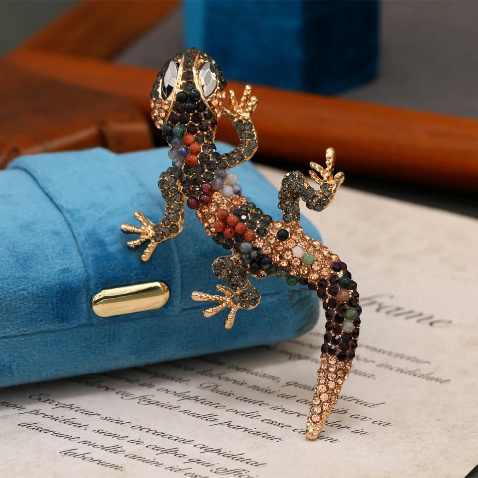 New-Funny-Gecko-Lizard-Brooch-Light-Luxury-Rhinestone-Animal-Pin-Men-s ...