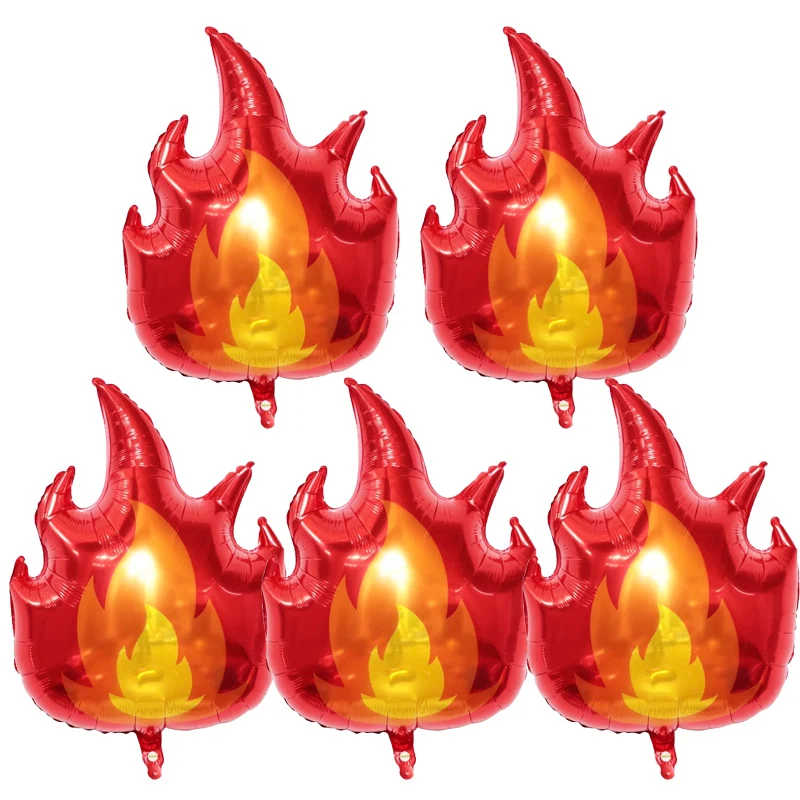5Pcs Fire Truck Birthday Decoration Fire Flame Balloons Firefighter ...